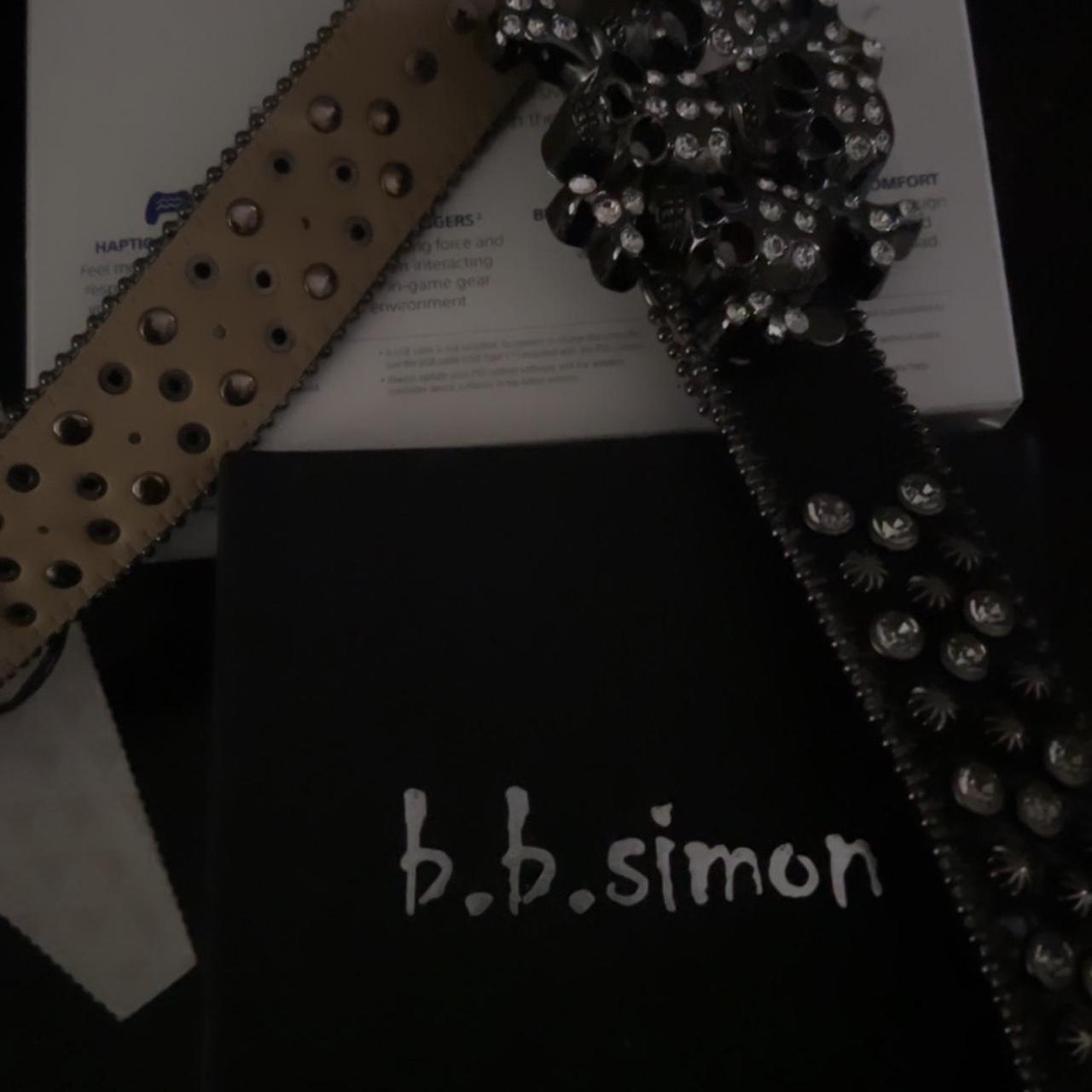 BB Simon Mens Belt Black Skull BB Belt Size 95 No... - Depop