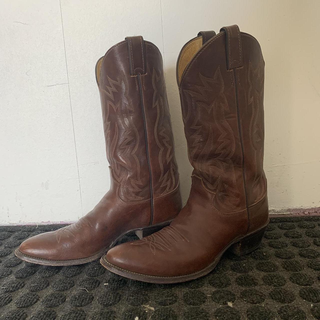 Cowboy boots Justin style branded men’s size 10 cow... - Depop