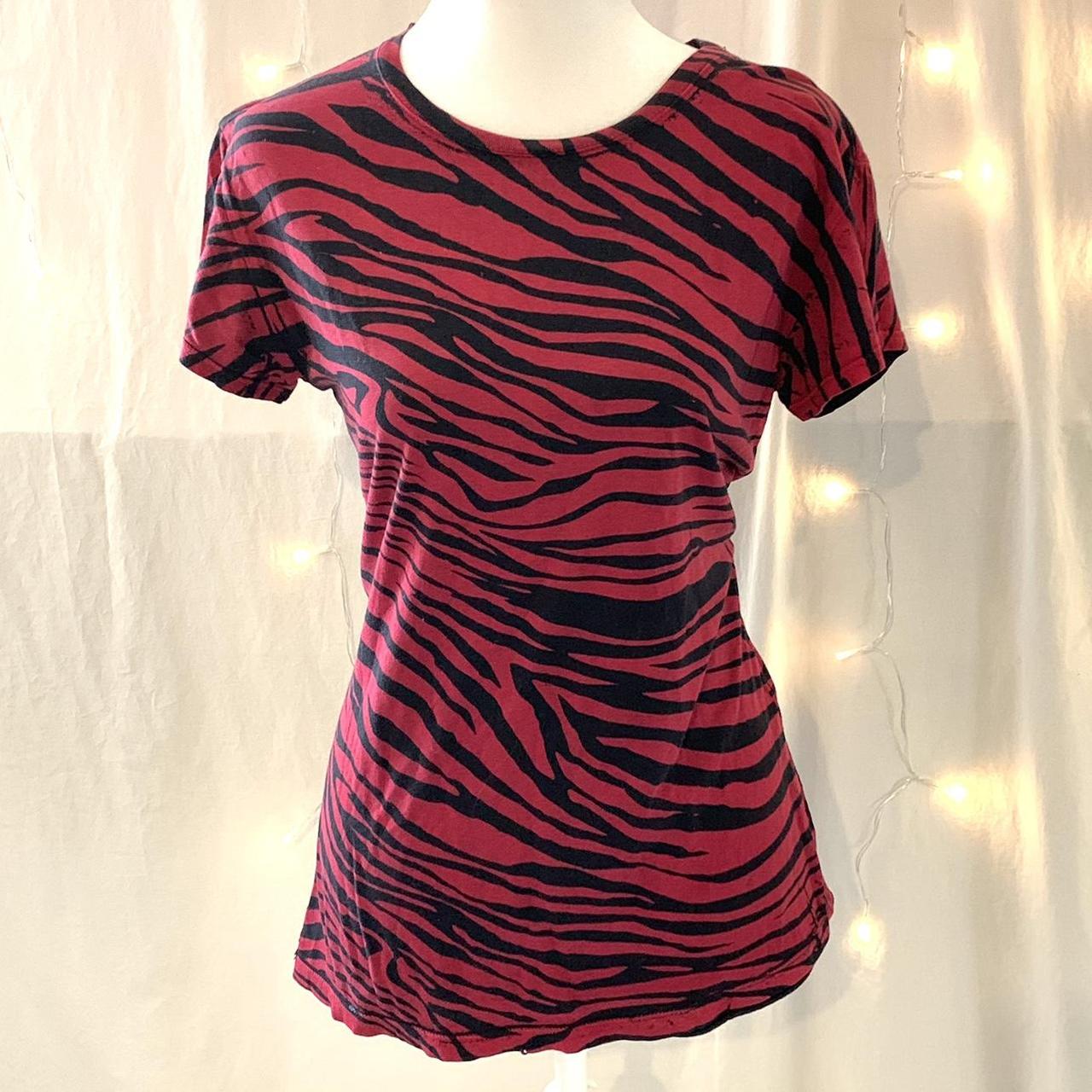 Lol Vintage Branded Y2K Grunge Emo Zebra Print Red... - Depop