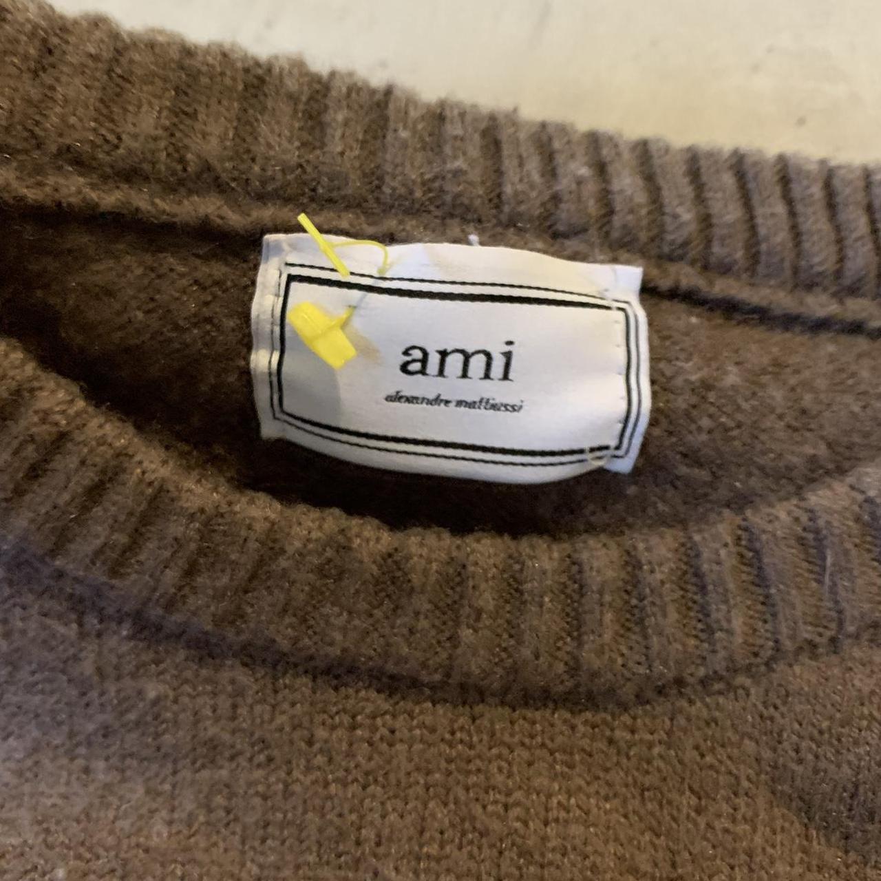AMI Paris Logo Knit Designer Brown Sweater - Size... - Depop