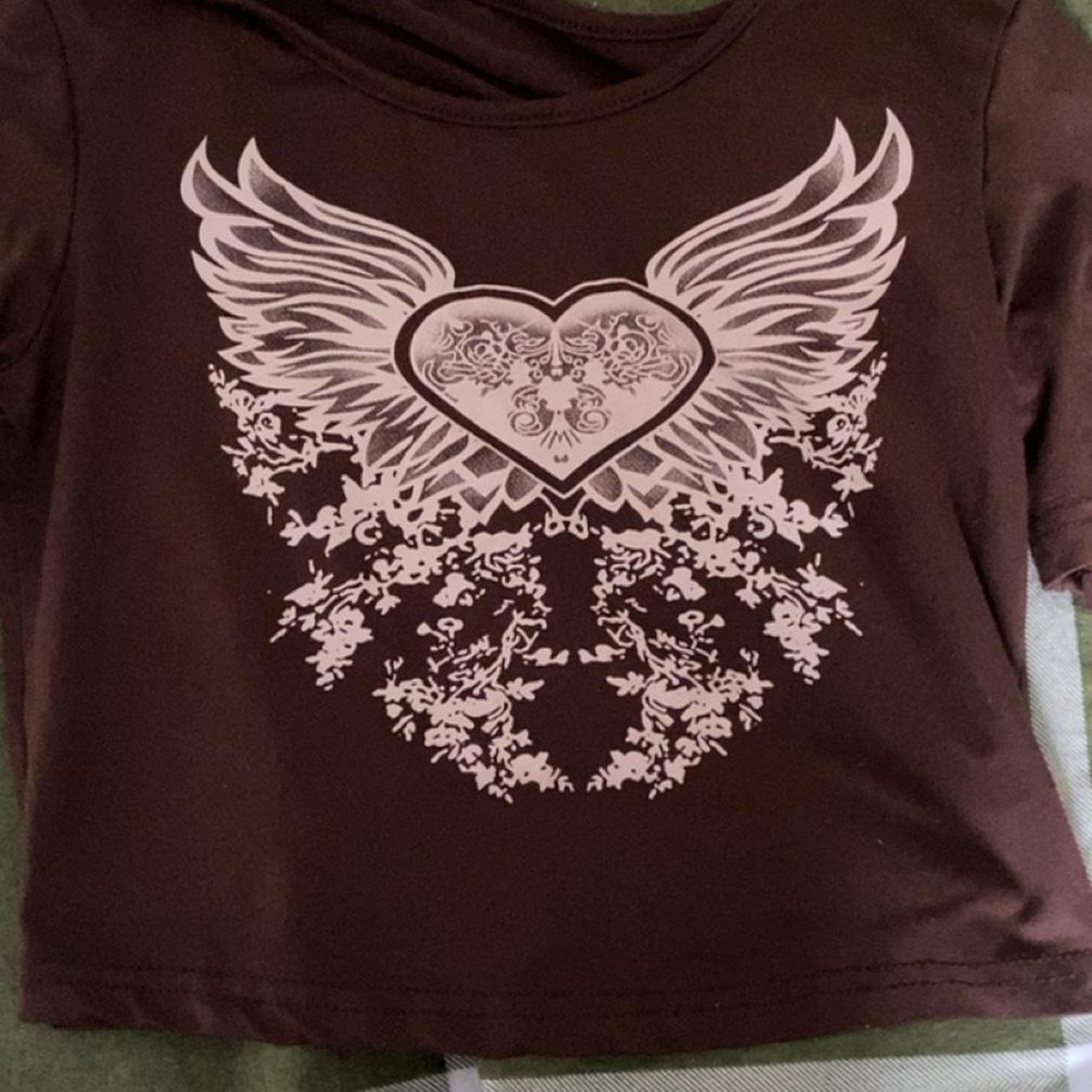 grunge y2k goth graphic design top, worn once. - Depop