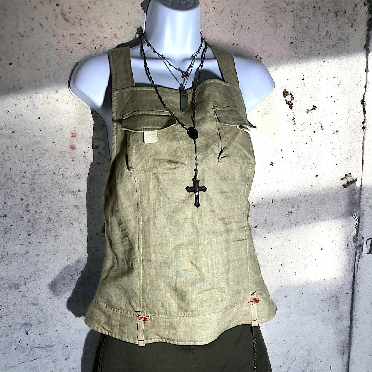 Cop copine cargo tank top with cross back, size large - Depop