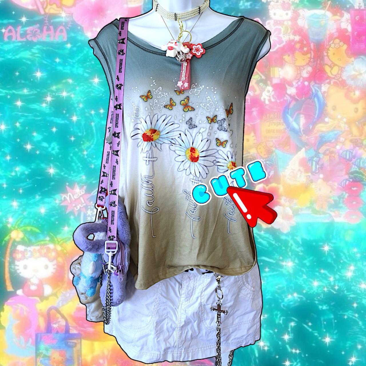 ☁️⋅♡𓂃 ࣪ ִֶָ☾. Cyber core y2k “faith” tank... - Depop