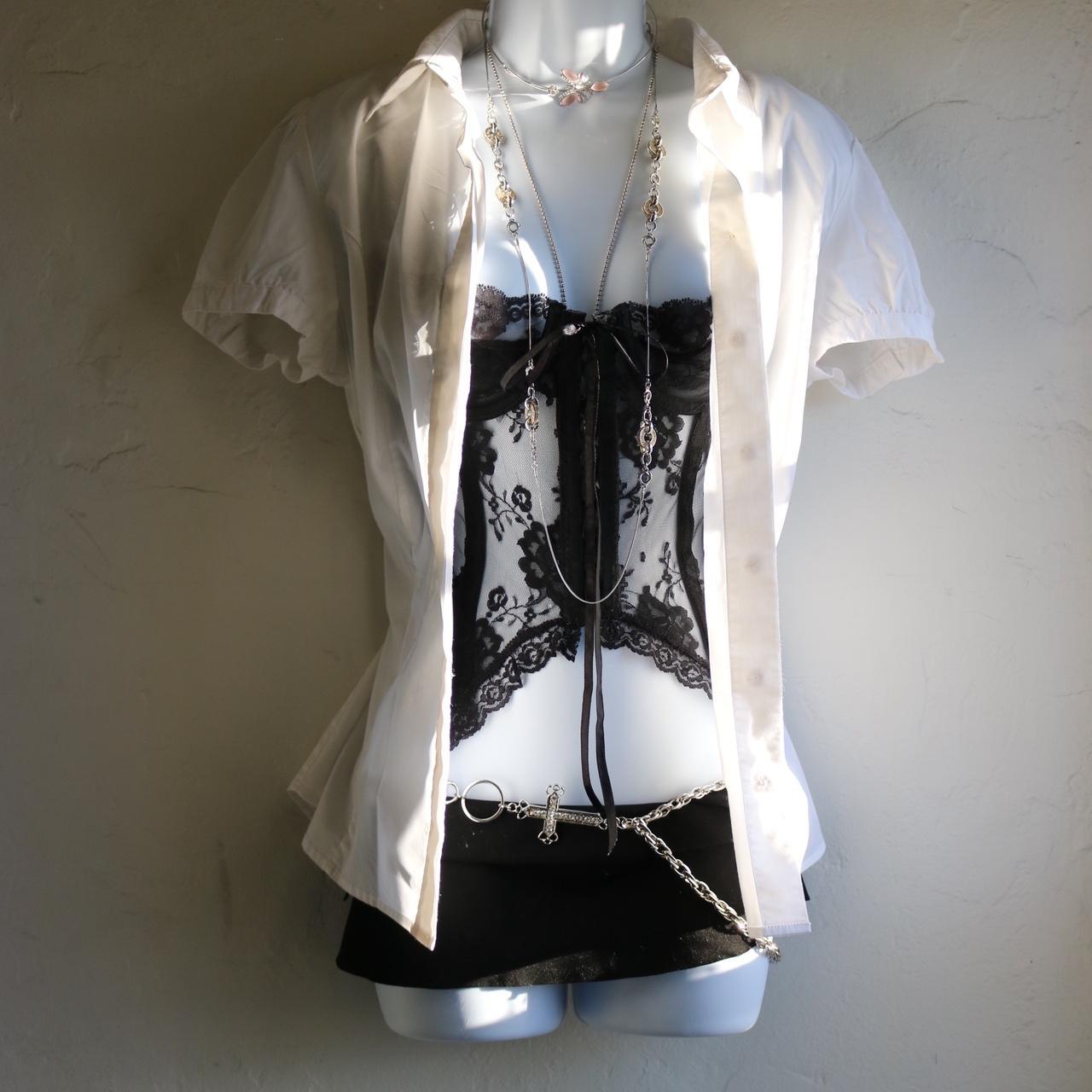 White button up blouse Accessories not included... - Depop