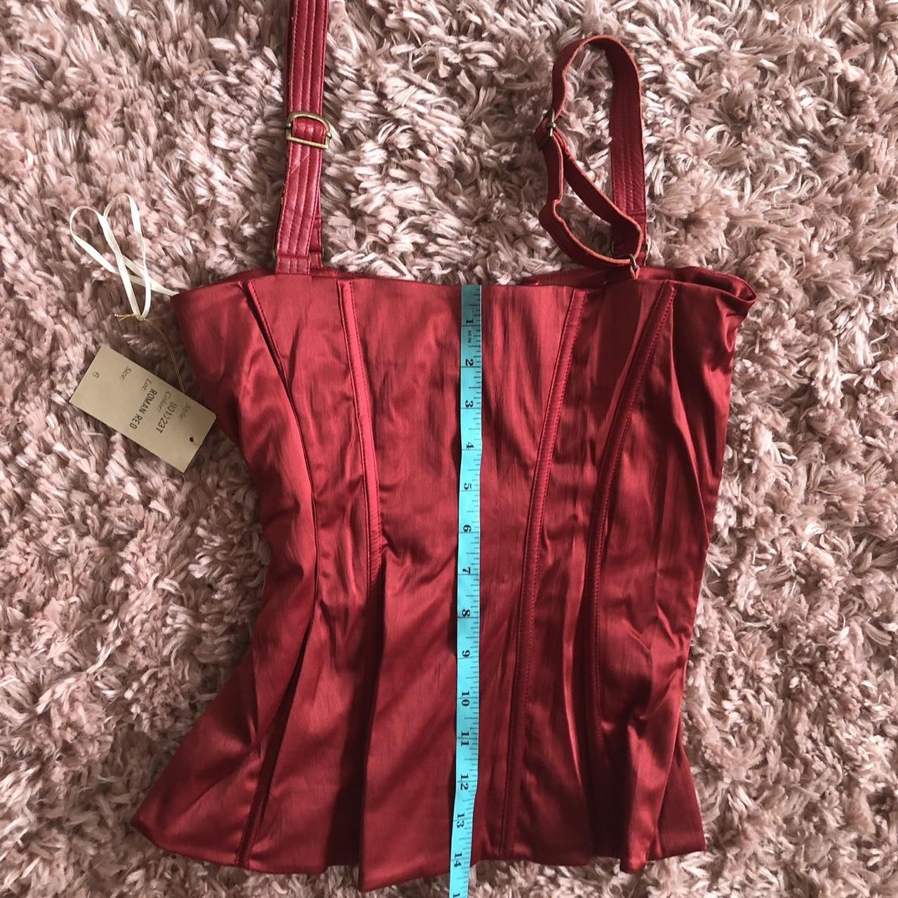 Rockstar gf 90s red leather corset ⭐️ Measurements... - Depop