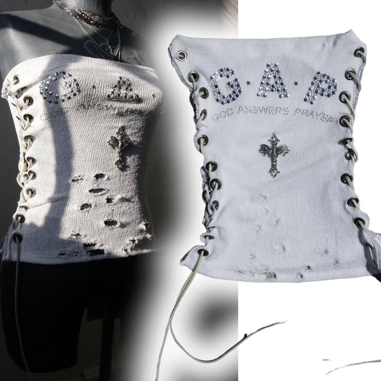 ⭐️cyber angel White GAP (god Answers prayers) lace up... - Depop