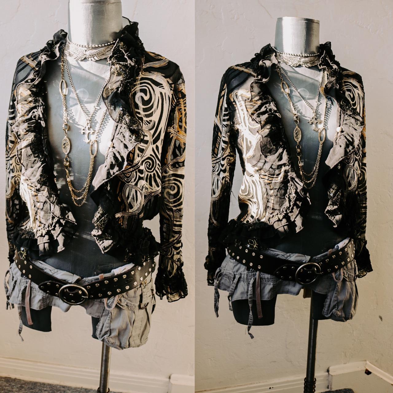 🇺🇸 vintage goth style ruffled cardigan - Depop