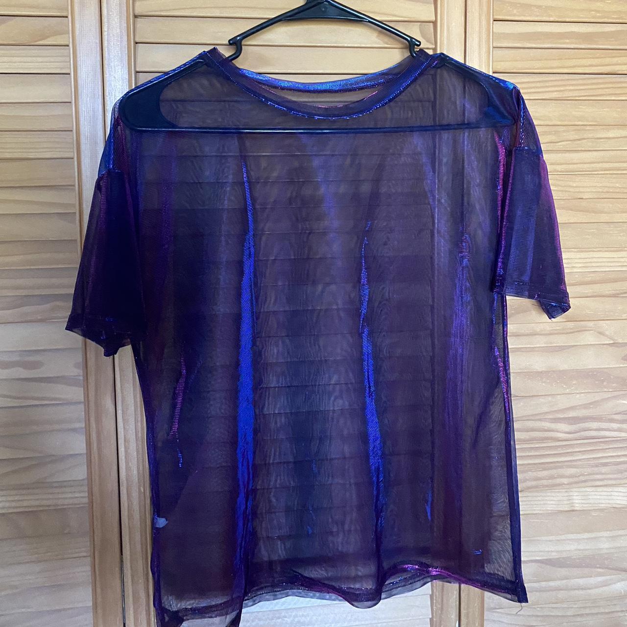 Mesh Purple/Pink Festival Rave Top Size Small... - Depop