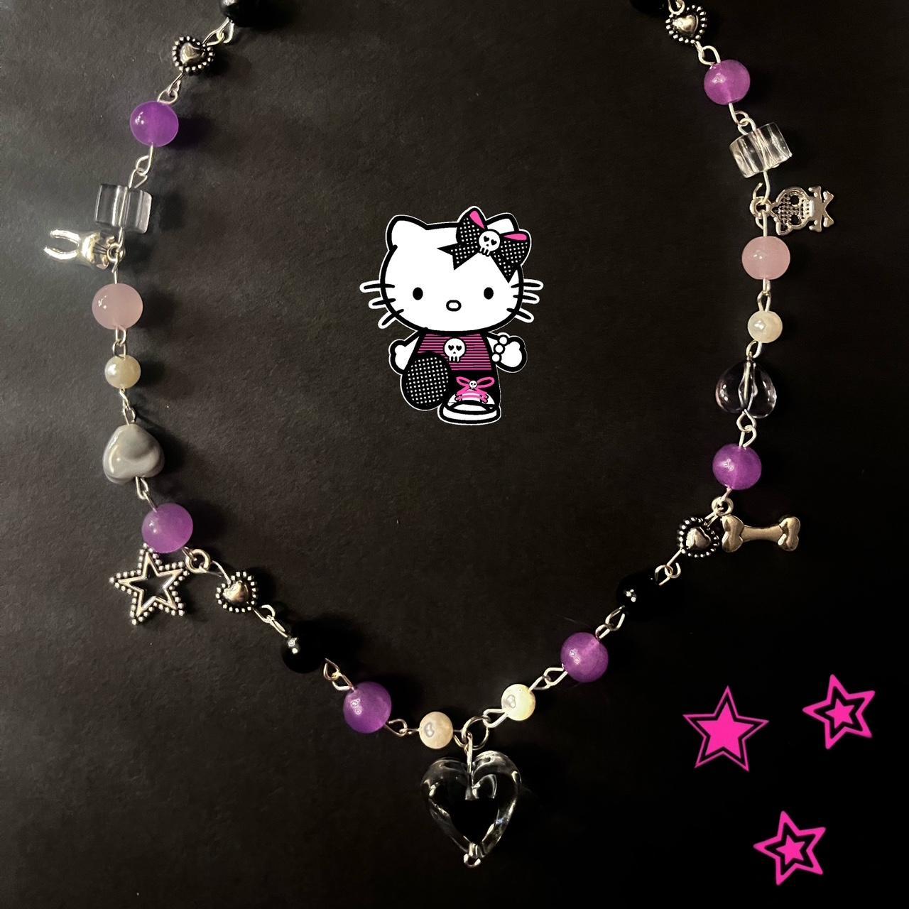 Scenecore purple alternative chain necklace with... - Depop