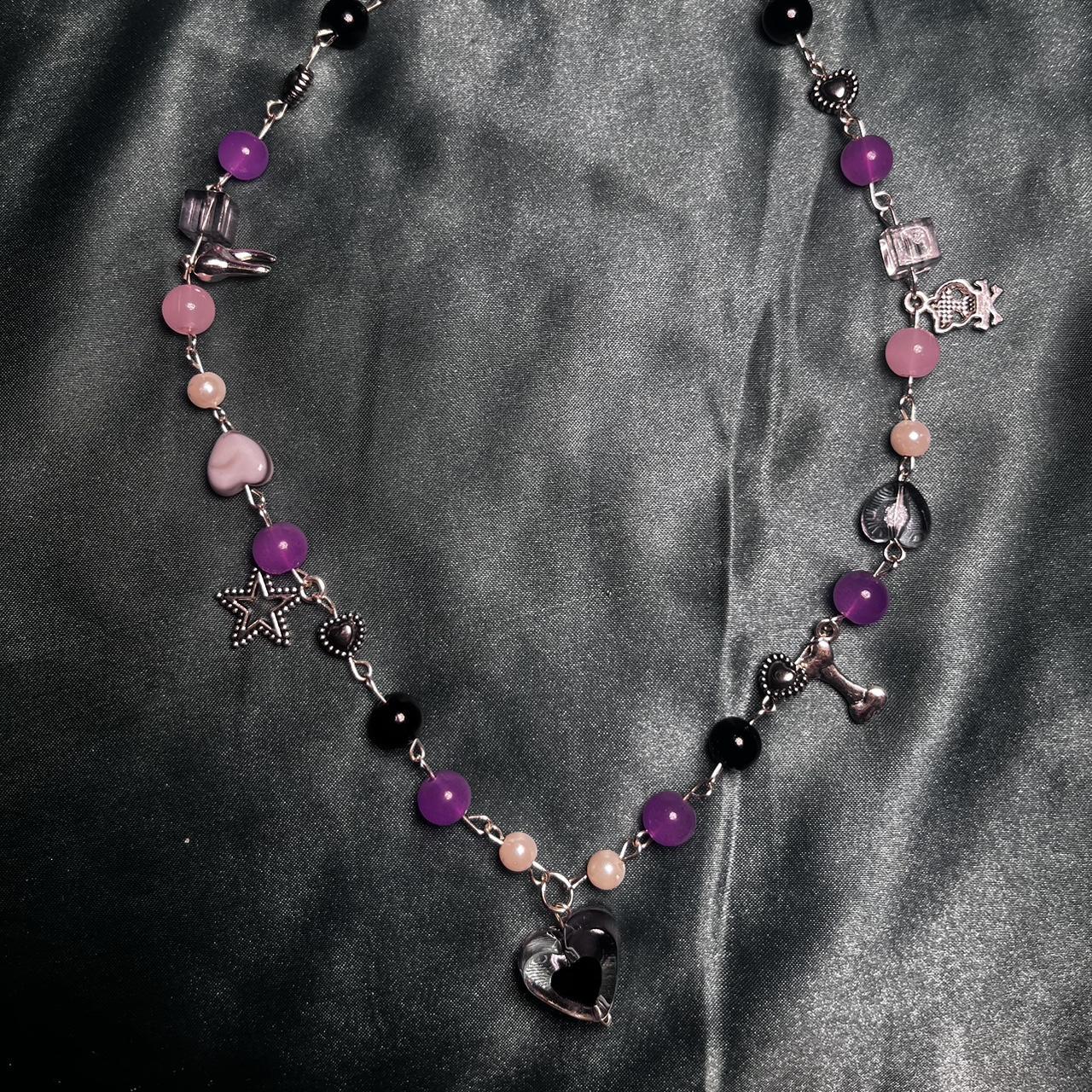 Scenecore purple alternative chain necklace with... - Depop
