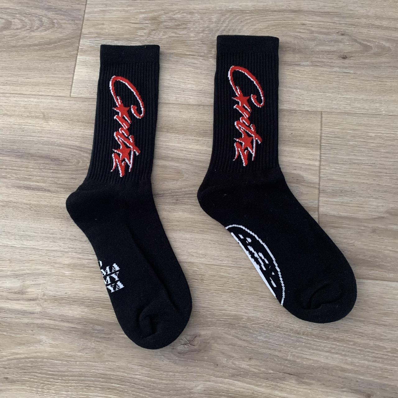 Black corteiz socks fits sizes uk 6–12 goes well... - Depop