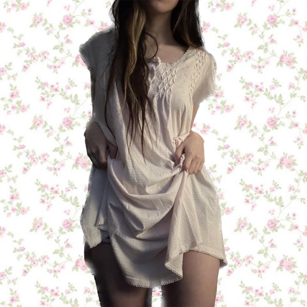 super cute vintage coquette cottage core night gown... - Depop