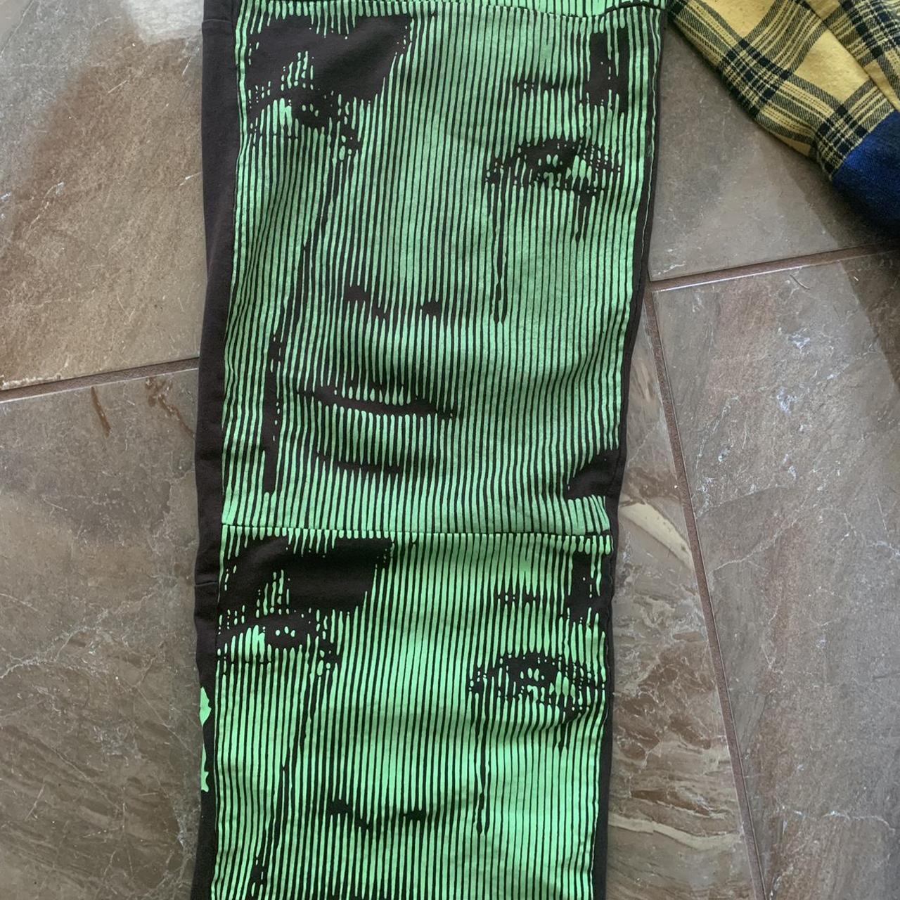 Raf Simons Men's Green and Black Trousers | Depop