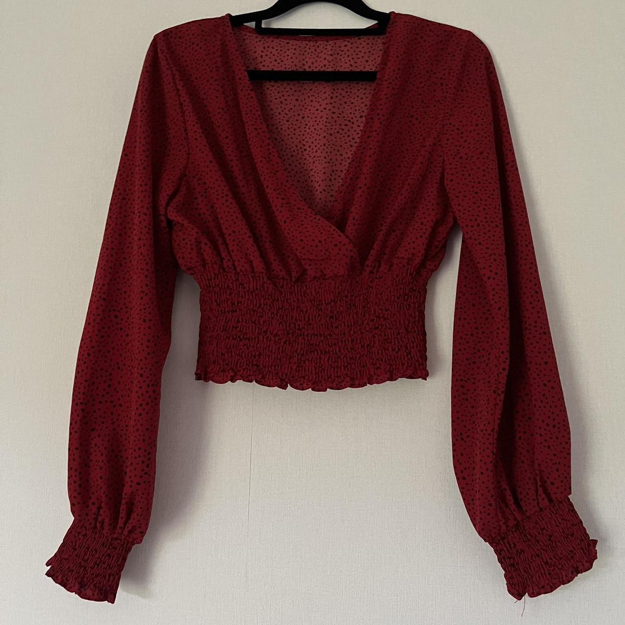 Long sleeved red cropped top Perfect for a dinner... - Depop