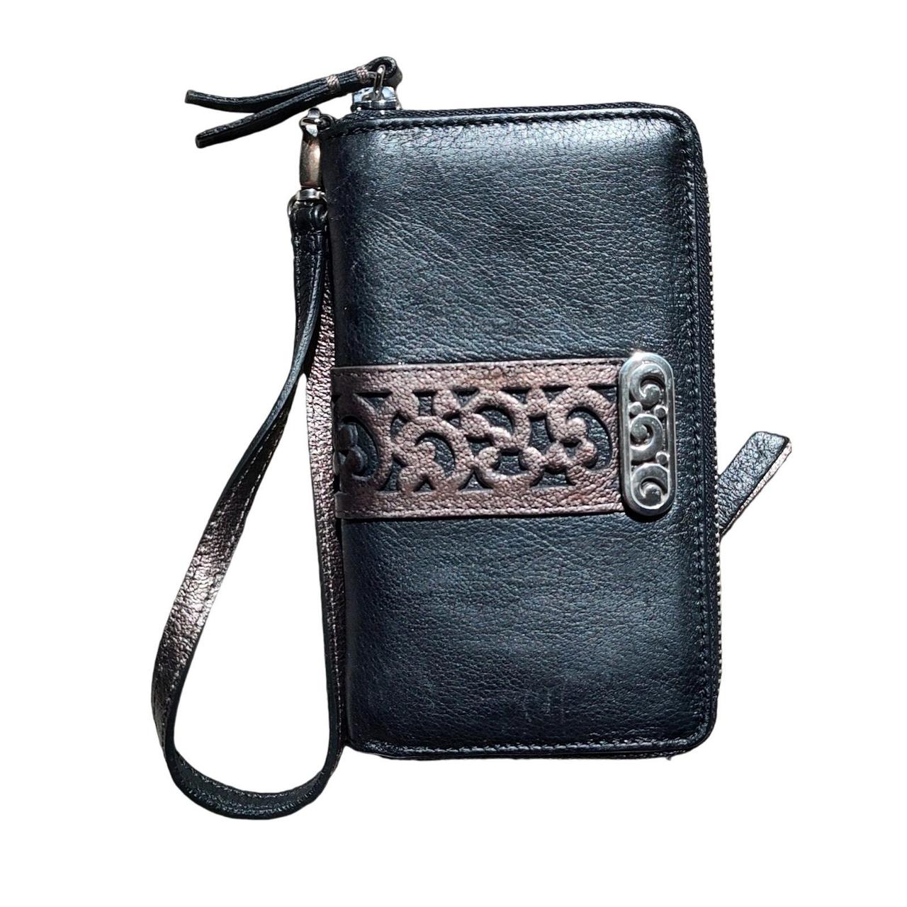 Brighton Black & Bronze Metallic Filagree Leather... - Depop