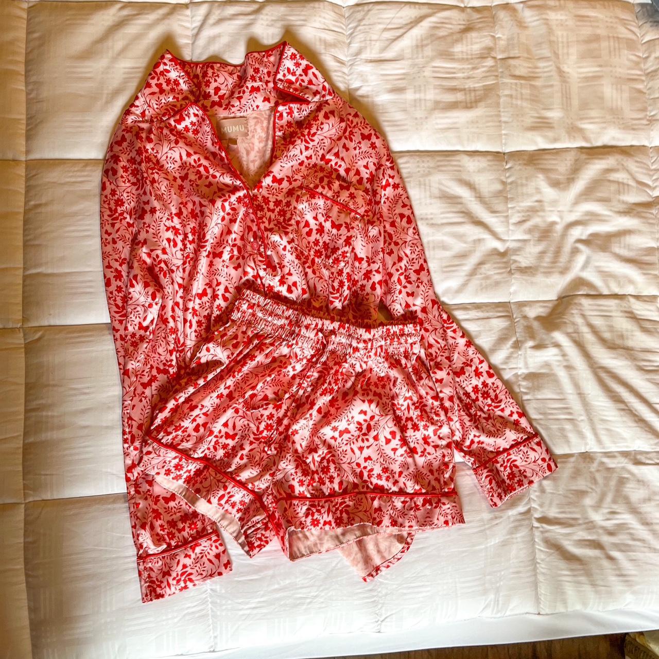 Show me Your Mumu Pink & Red Lovey Dovey Satin... - Depop