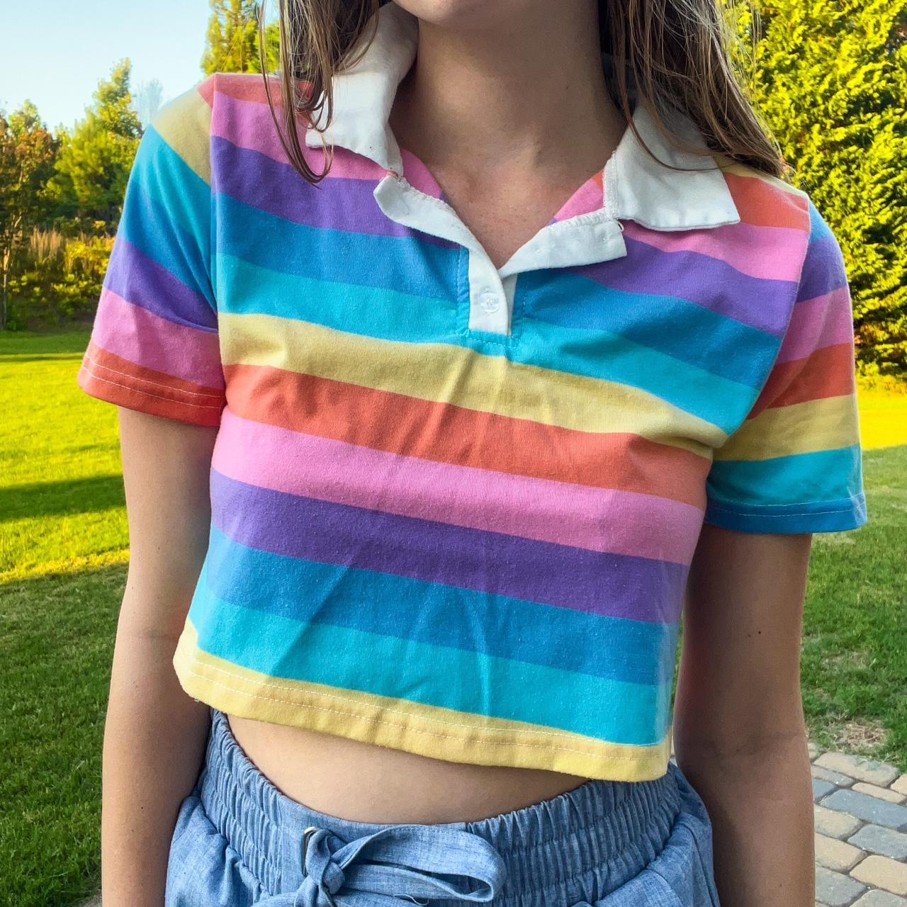 Pastel Rainbow Medium Crop Top such a fun item! - Depop