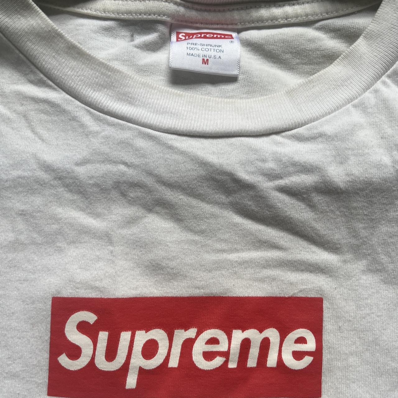White and red Supreme box logo T- shirt #streetwear... - Depop
