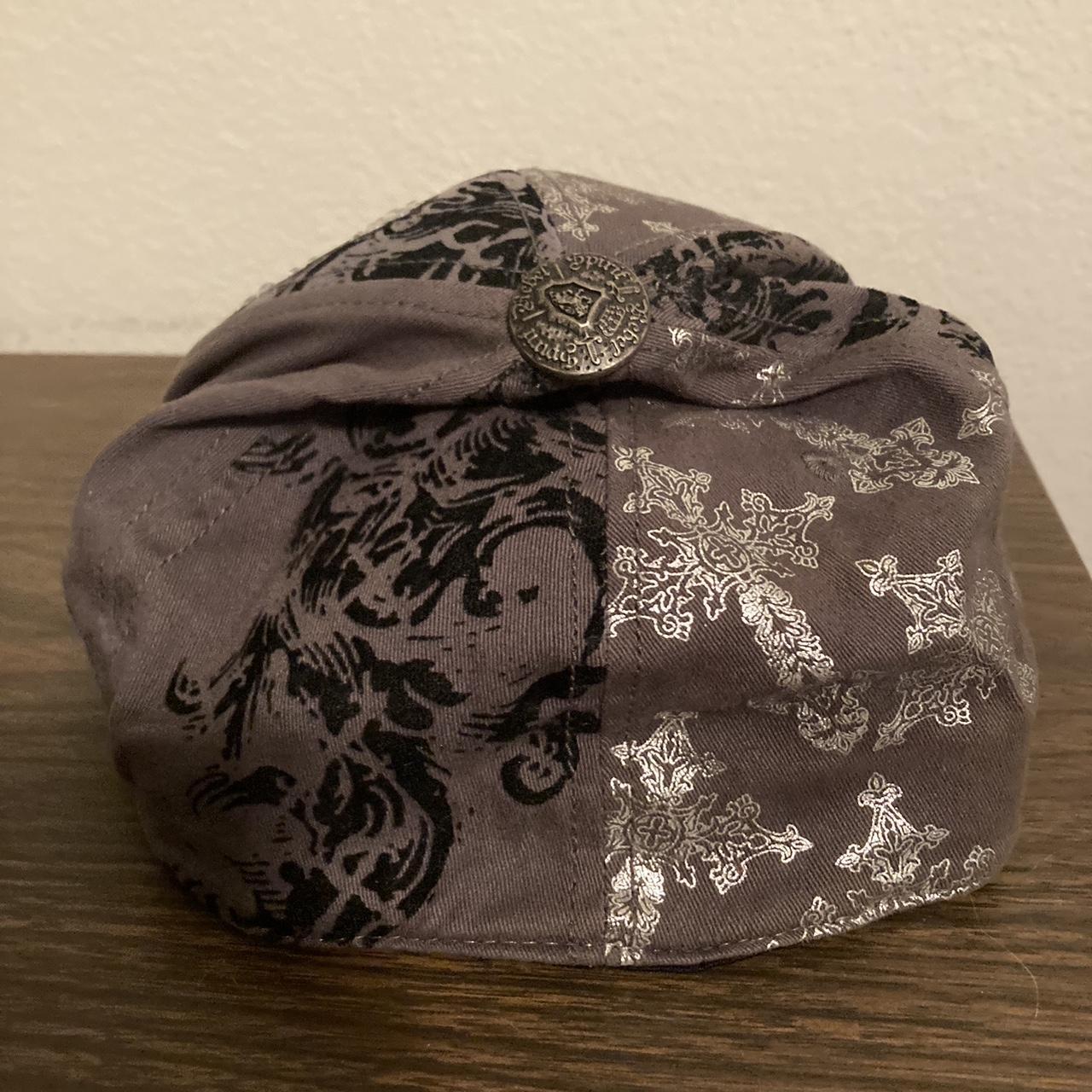 sick cross design on a baseball cap metallic silver... - Depop