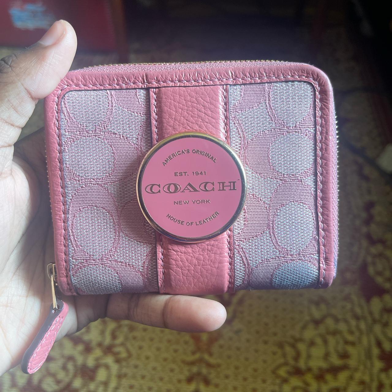 pink coach wallet has blue stains on the bottom but... - Depop