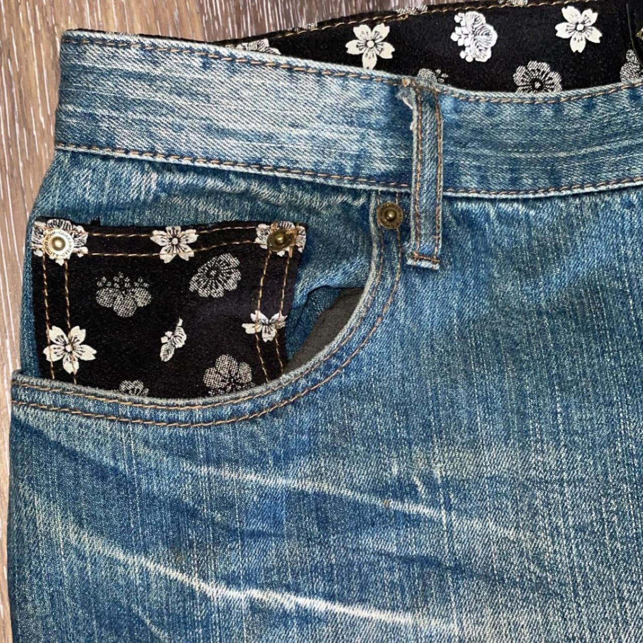 JAPANESE embroidered koi fish jeans baggy 38x30... - Depop