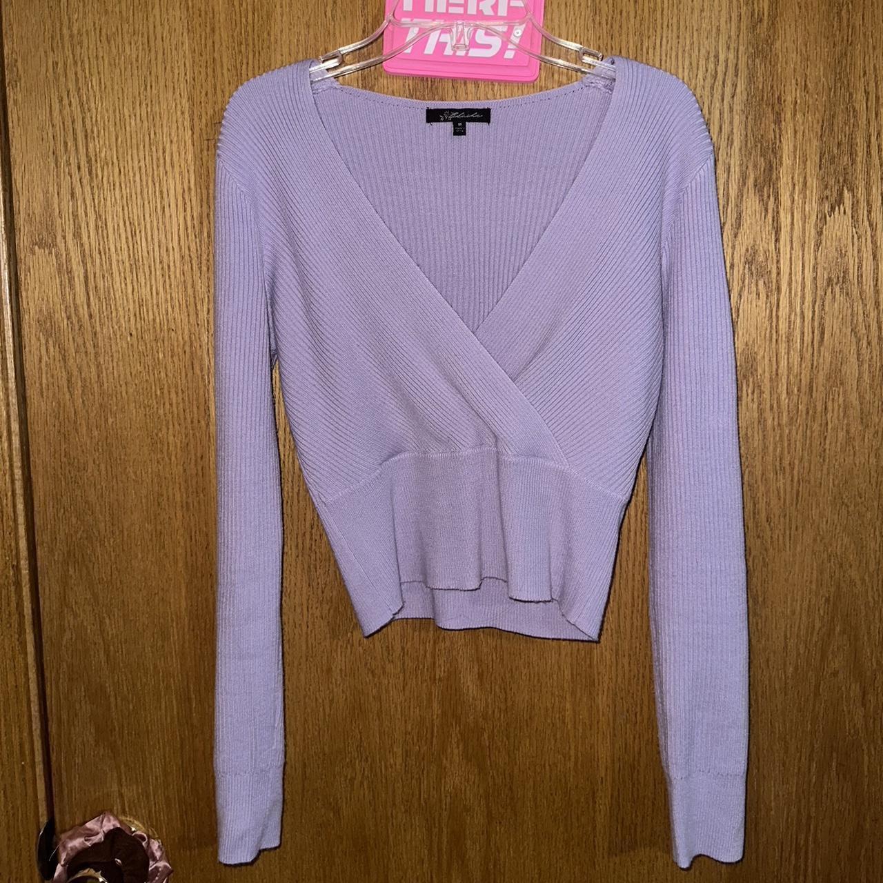 - Long Sleeve Lavender Sweater Top Size Medium -... - Depop