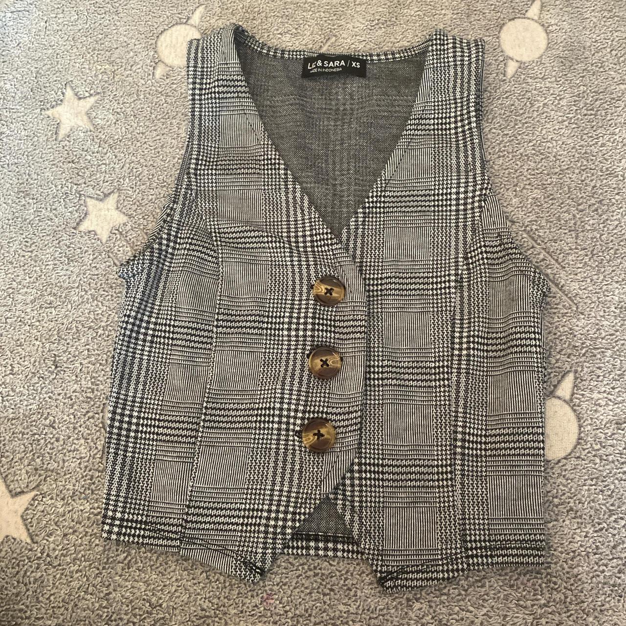 Black and white checkered vest #gilets... - Depop