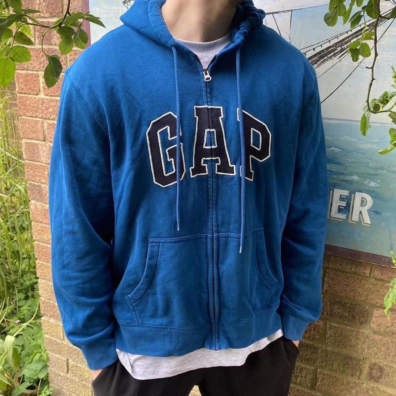 GAP Royal Teal Vintage 00s y2k Zip Up Hoodie GAP... - Depop