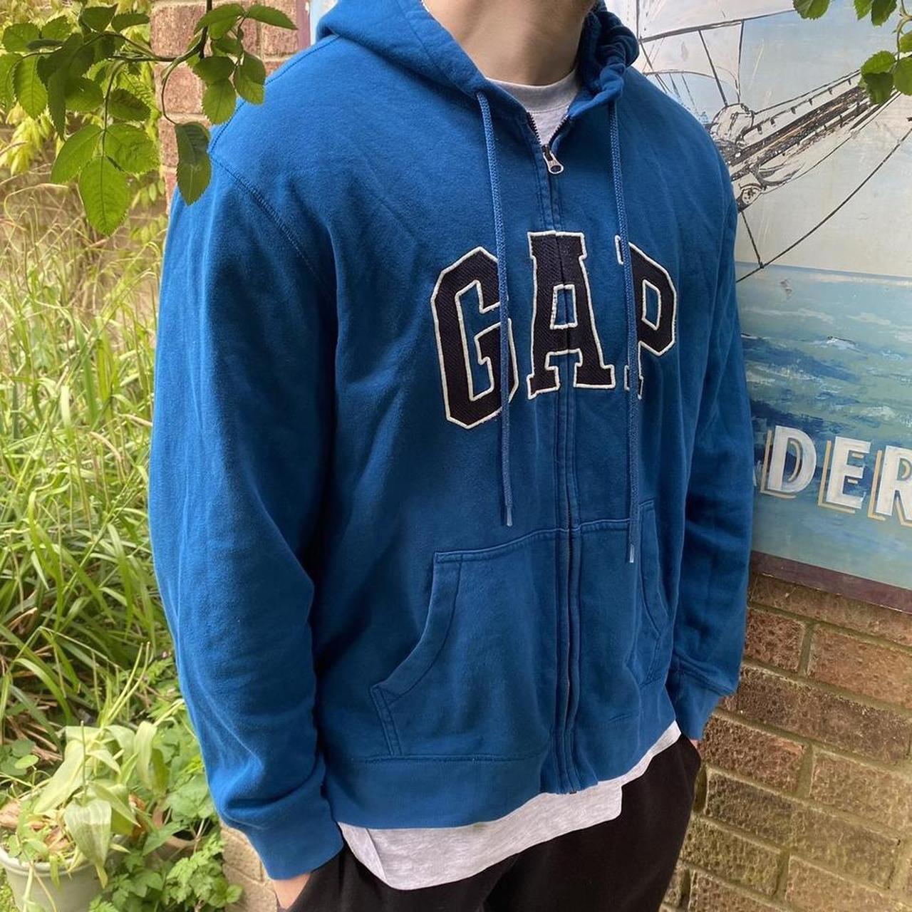 GAP Royal Teal Vintage 00s y2k Zip Up Hoodie GAP... - Depop