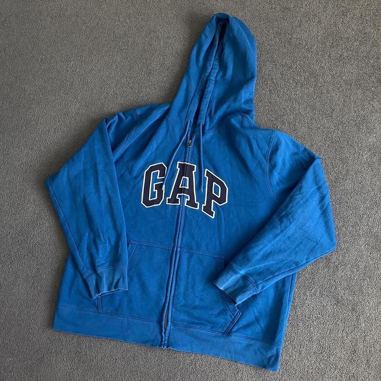 GAP Royal Teal Vintage 00s y2k Zip Up Hoodie GAP... - Depop