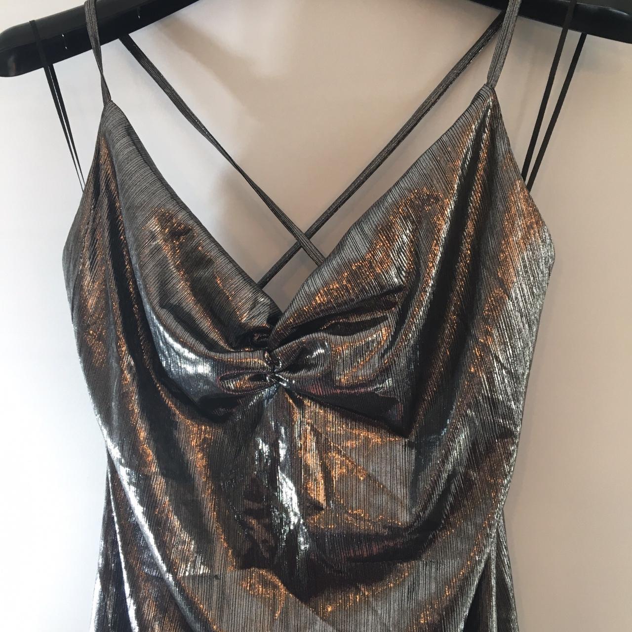 Silver Foil Metallic Club Party Dress Size 12 Brand... - Depop