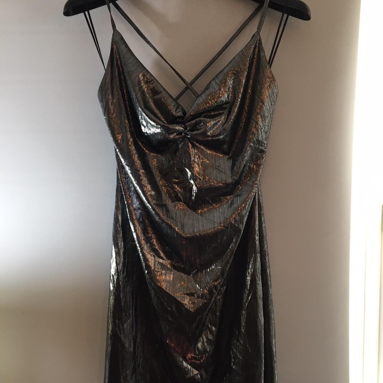 Silver Foil Metallic Club Party Dress Size 12 Brand... - Depop