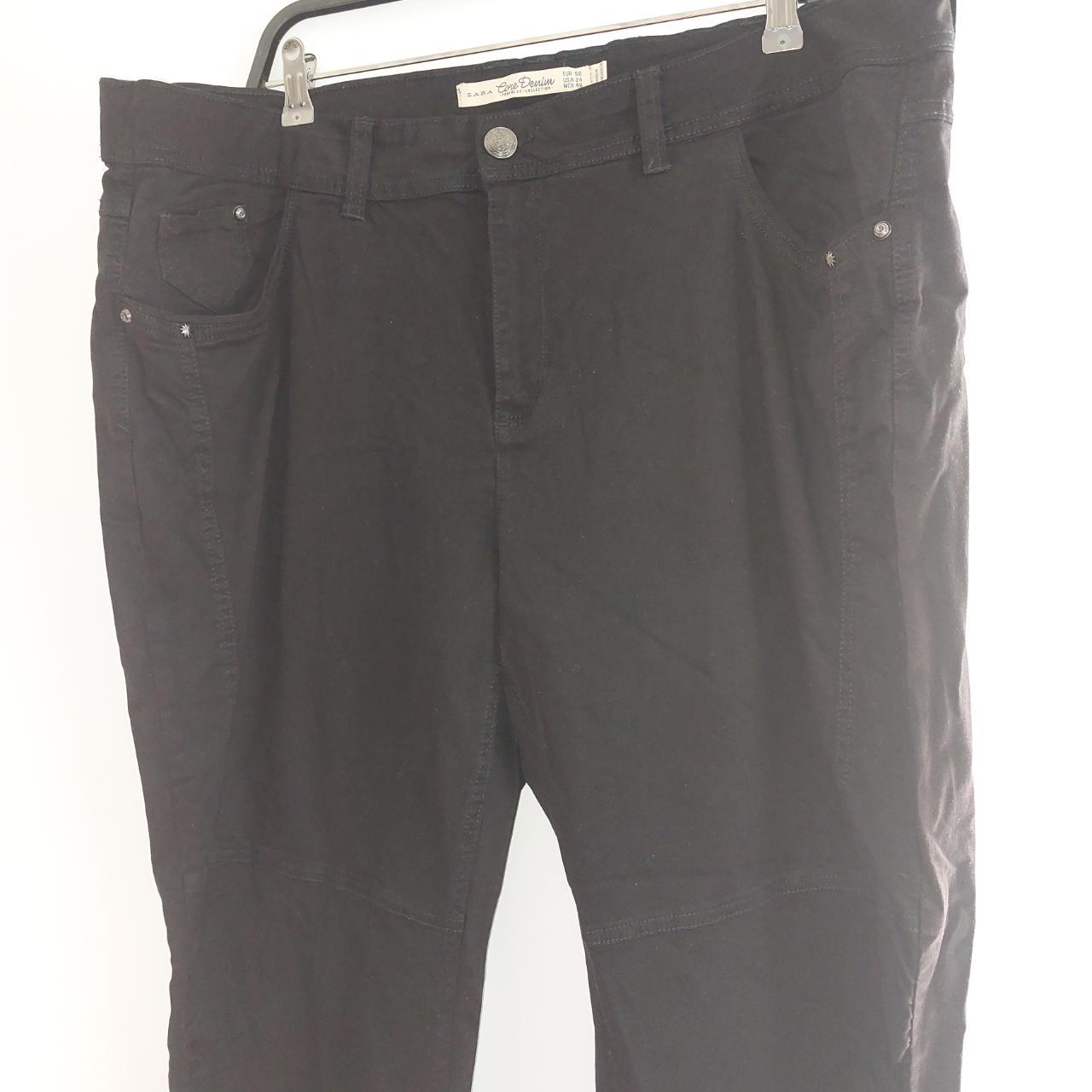 New Zara Core Ruched Knee Black Zip Trim Skinny... - Depop