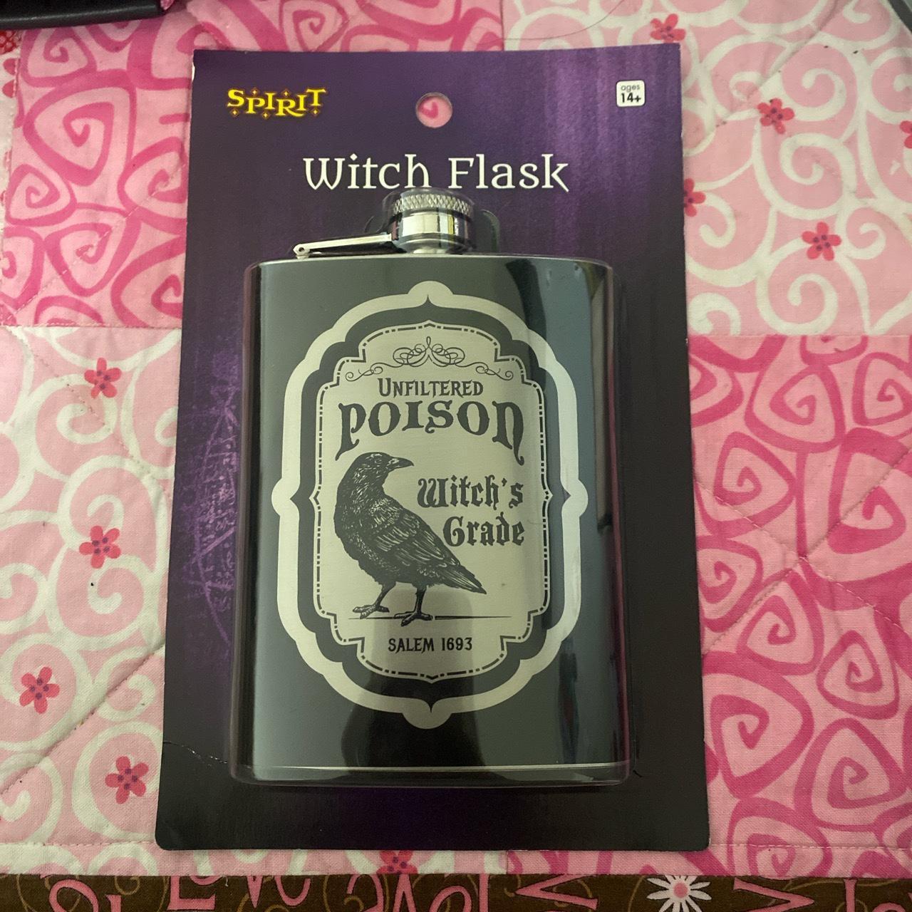 goth witch theme 8oz stainless steel flask - Depop