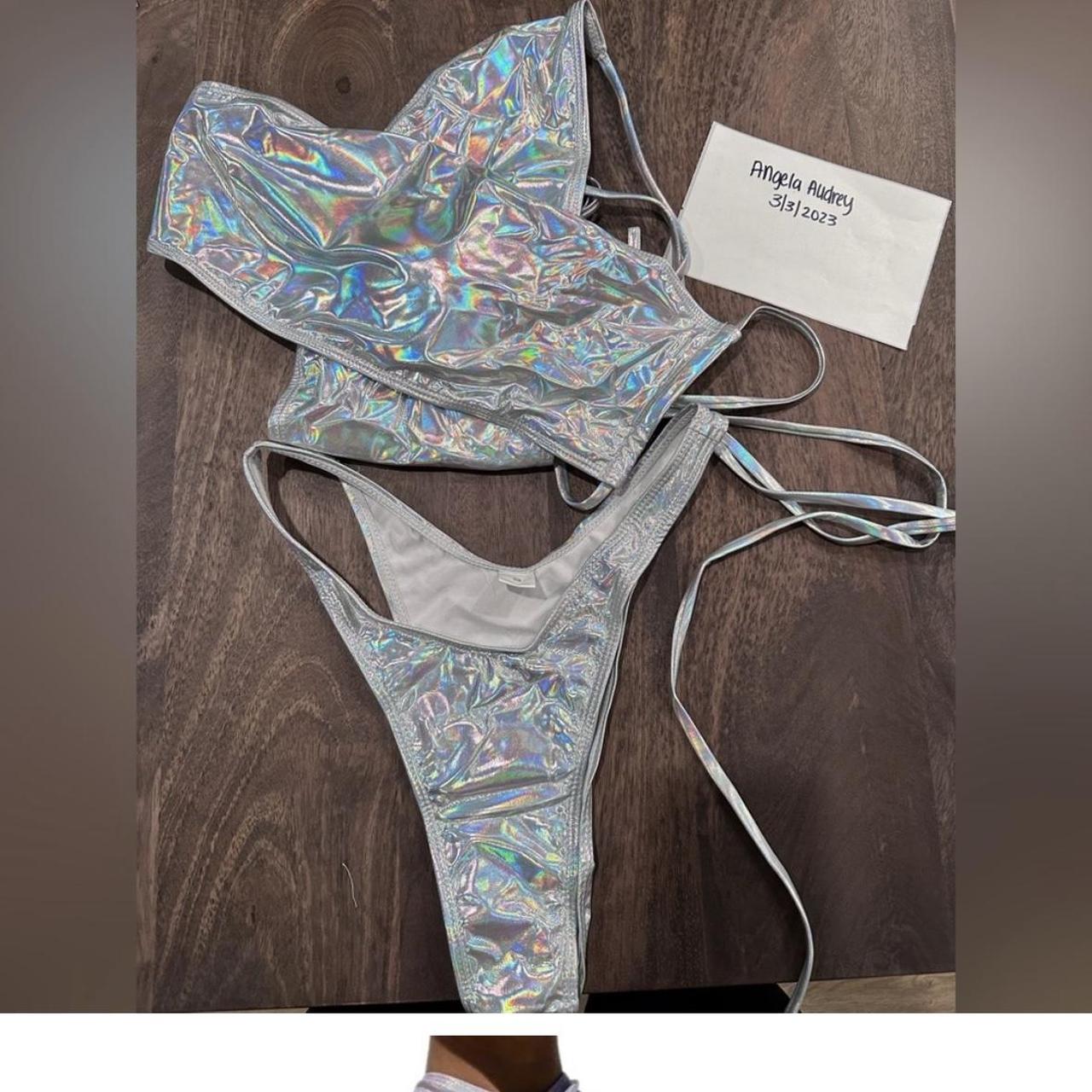 Women's Silver Swimsuit-one-piece | Depop
