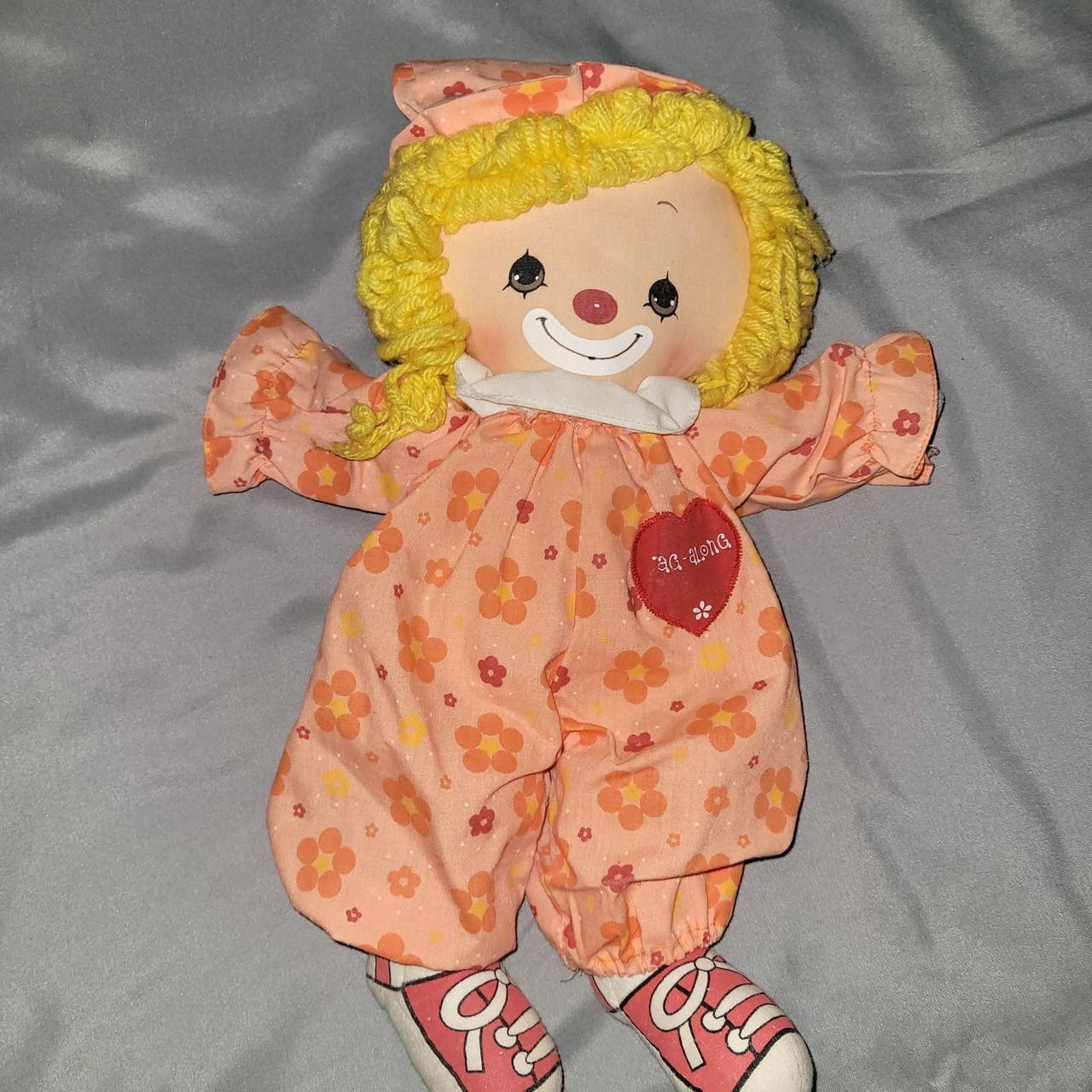 Plush clown rag doll 🤡 wearing floral clothes with a... - Depop