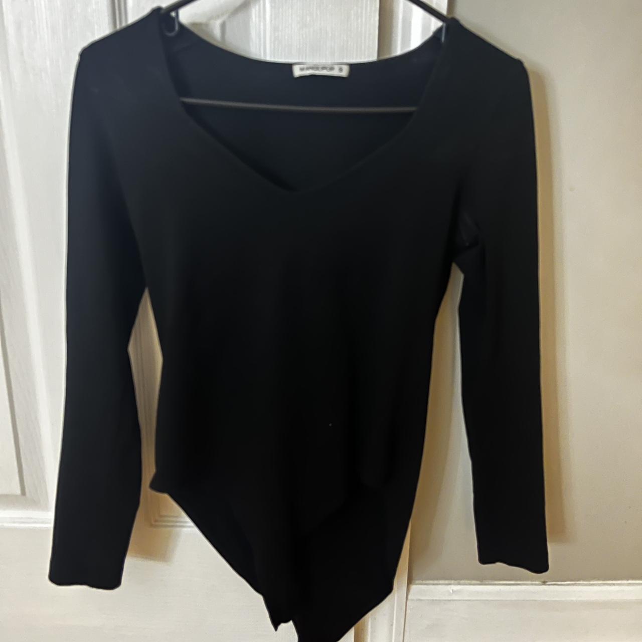 Black v neck body suit Size small - Depop