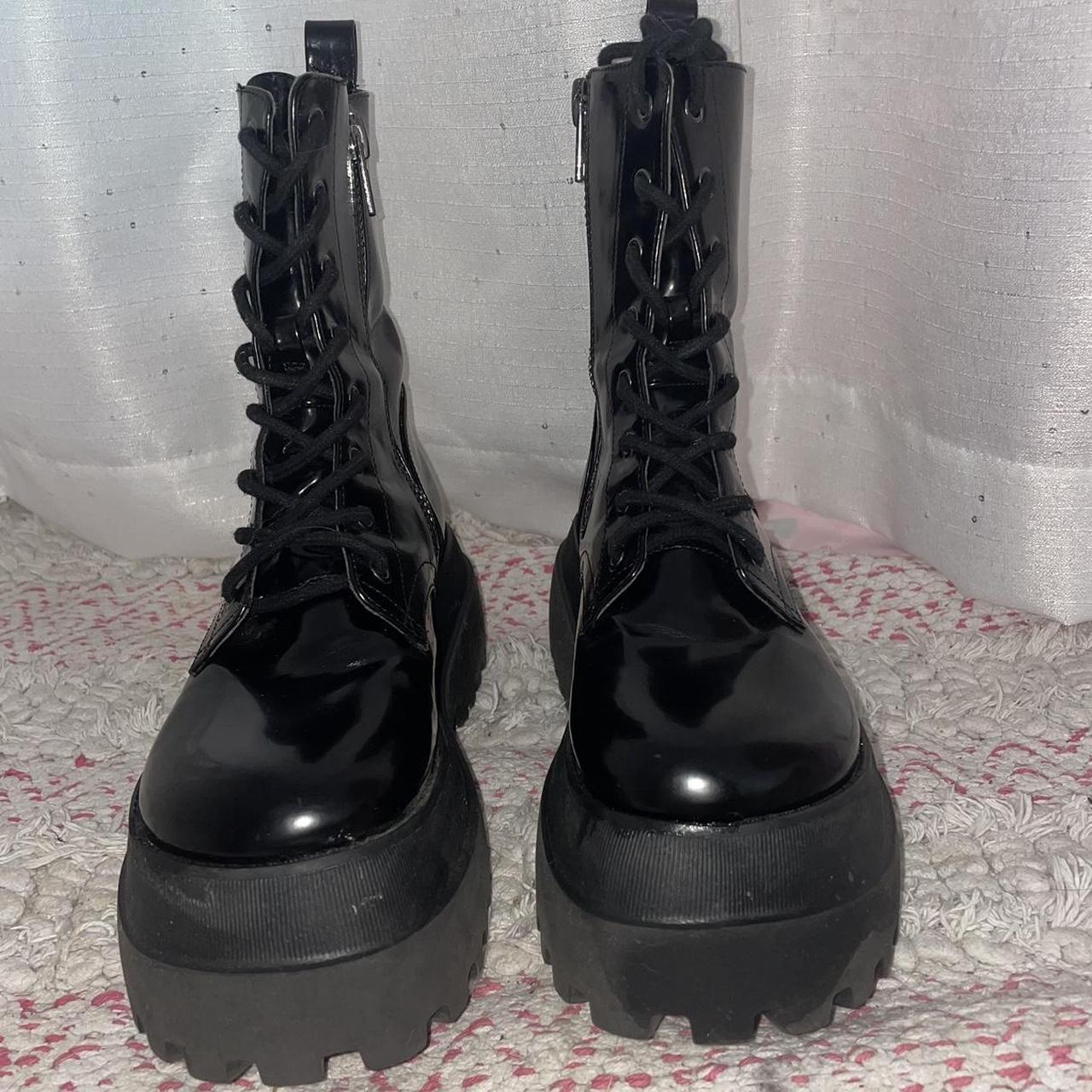 Shiny black dolls kill 4 inch platform boots🥾 -Can... - Depop