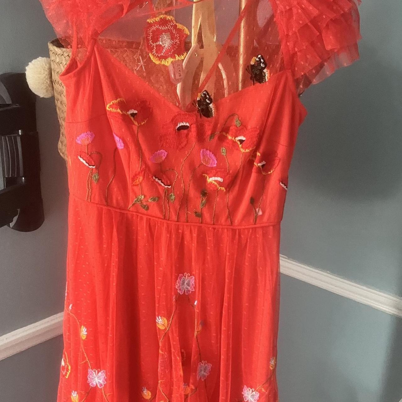 Red Monsoon midi dress #midi Worn once Beautiful dress - Depop