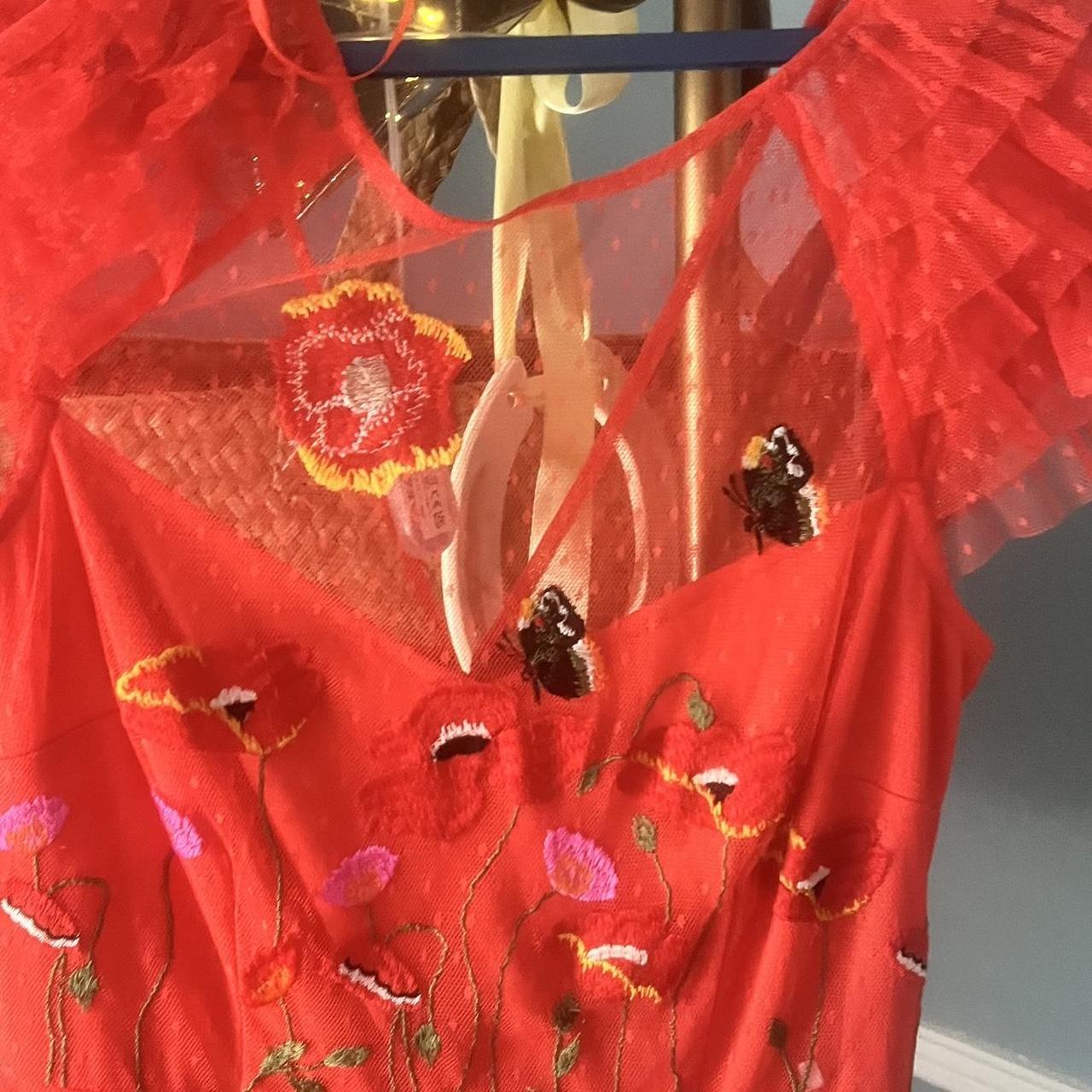 Red Monsoon midi dress #midi Worn once Beautiful dress - Depop