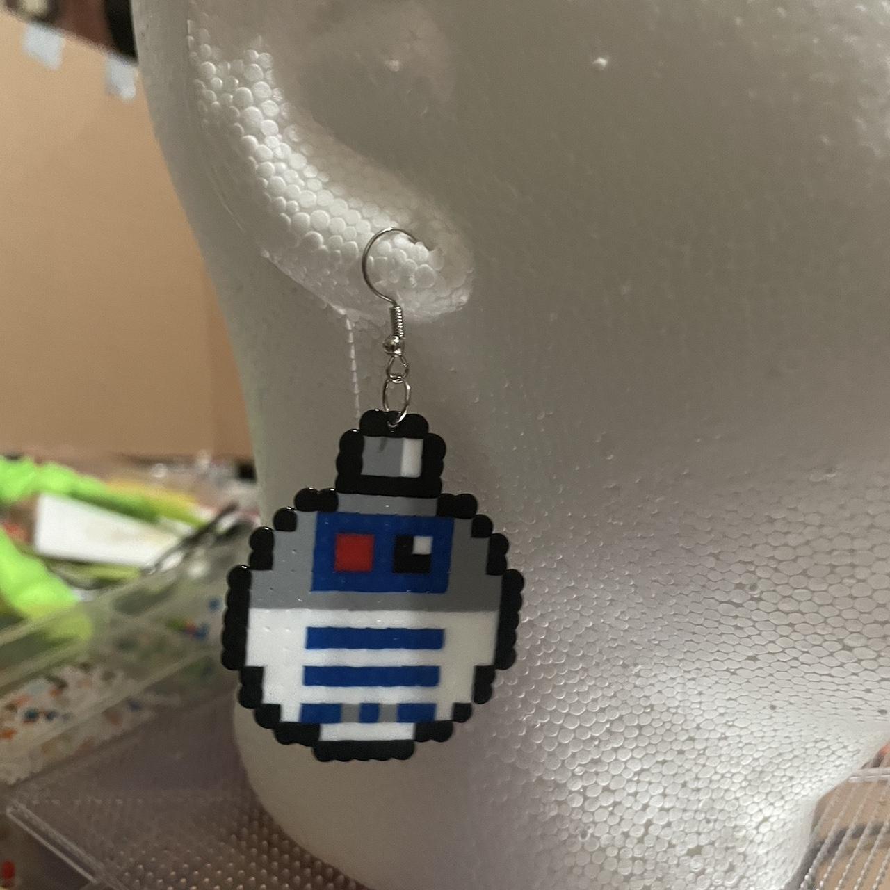 Perler Bead Earrings Star Wars R2-D2 Hand made - Depop