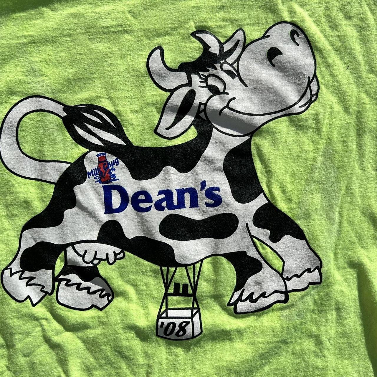 Vintage Dean’s Milk Chug Cow Moo Crew Neon Tee... - Depop