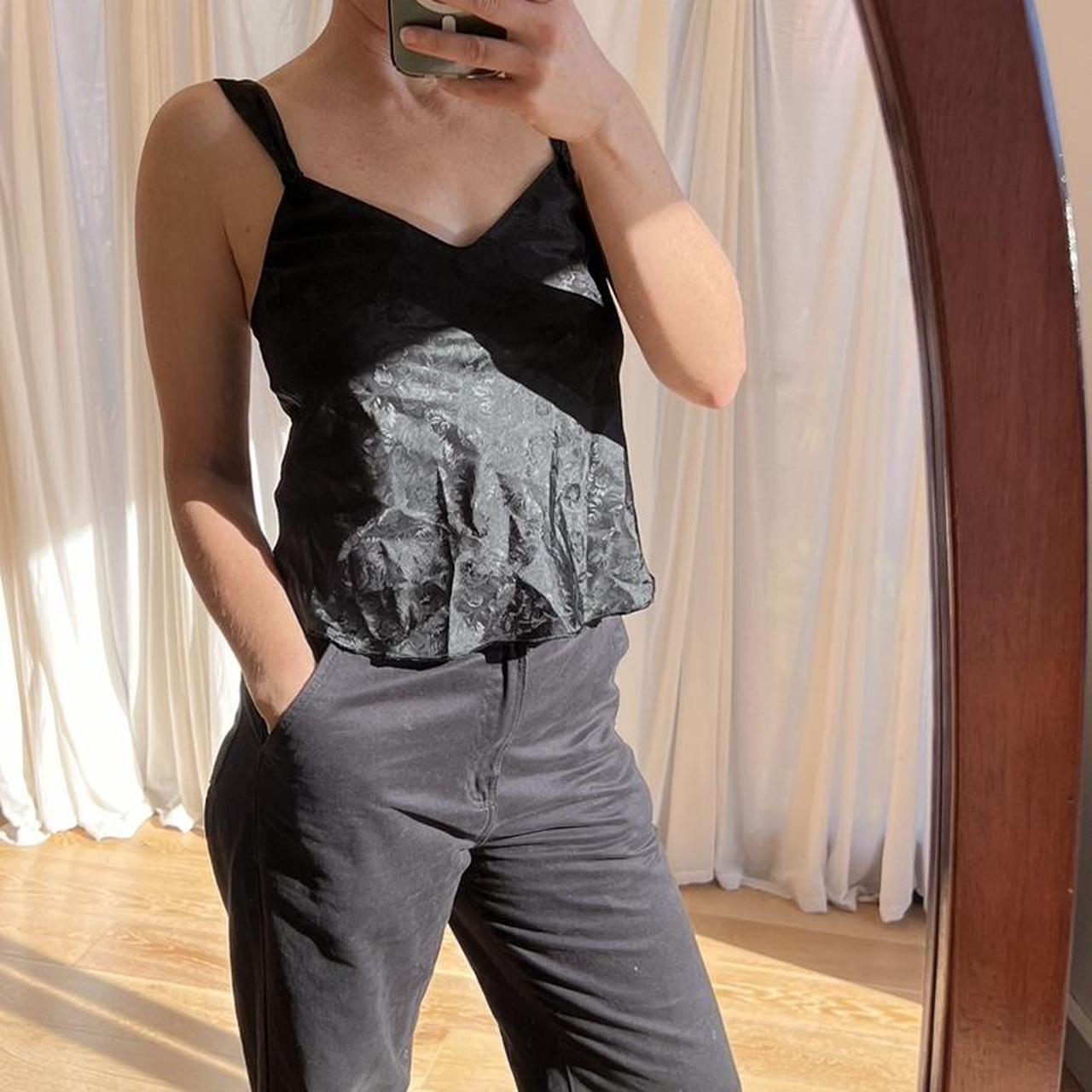 Free shipping. Black slinky cami top. Sweet little... | Depop