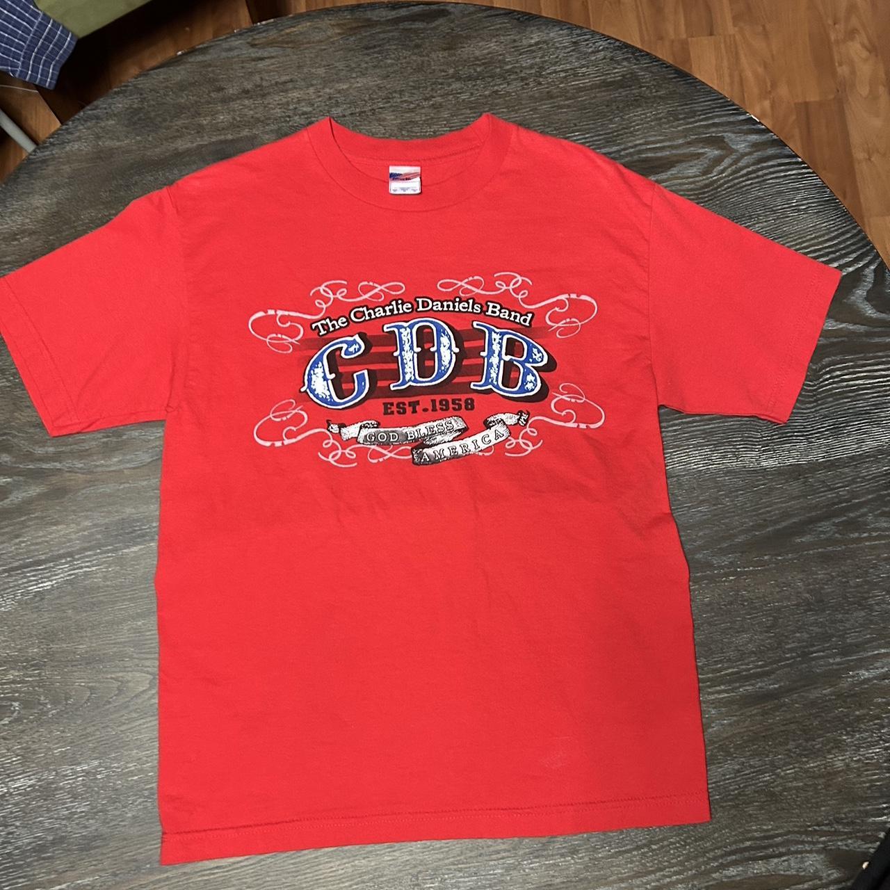 Charlie Daniels Band CDB red t-shirt with a bustful... - Depop