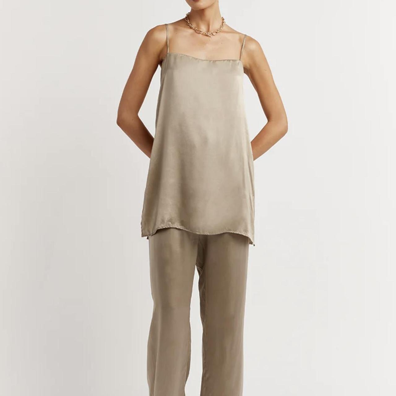 Dissh silk top in size 12. Evans tunic in Stone.... - Depop