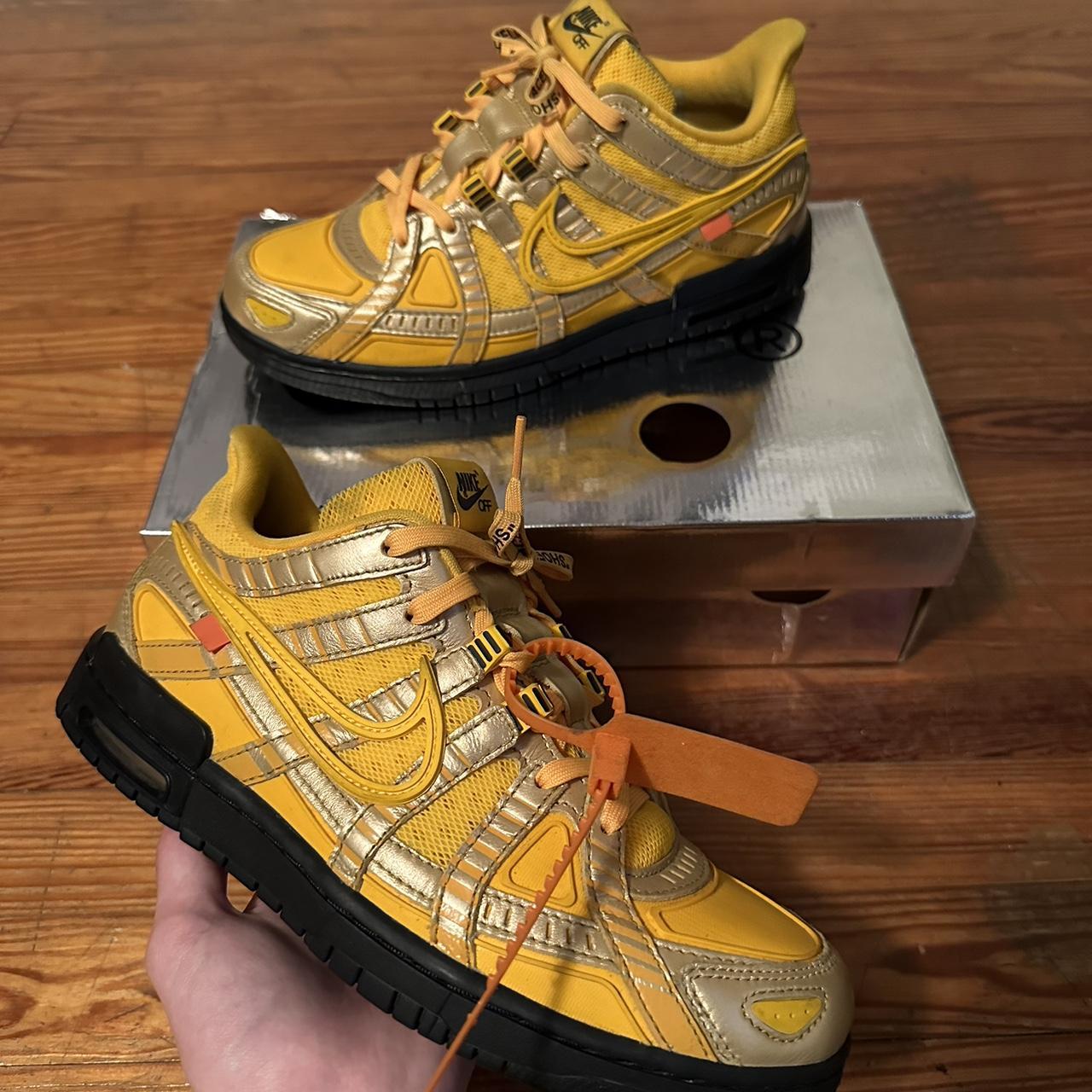 Off White X Nike Rubber Dunk-Yellow Size 8.5... - Depop