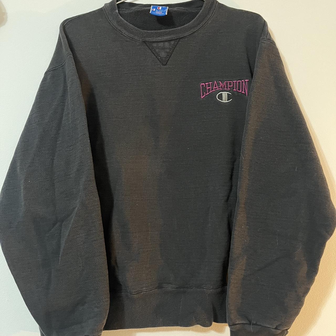 Vintage essential 80s Champion black crewneck Size... - Depop