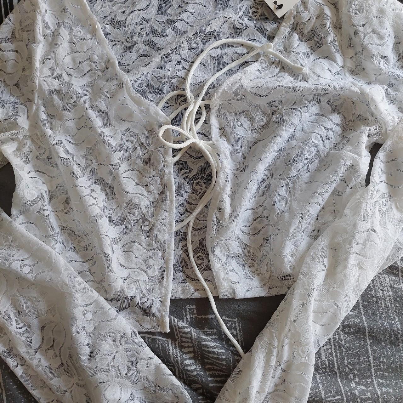 Glassons lace long sleeve tie top completely lace... - Depop