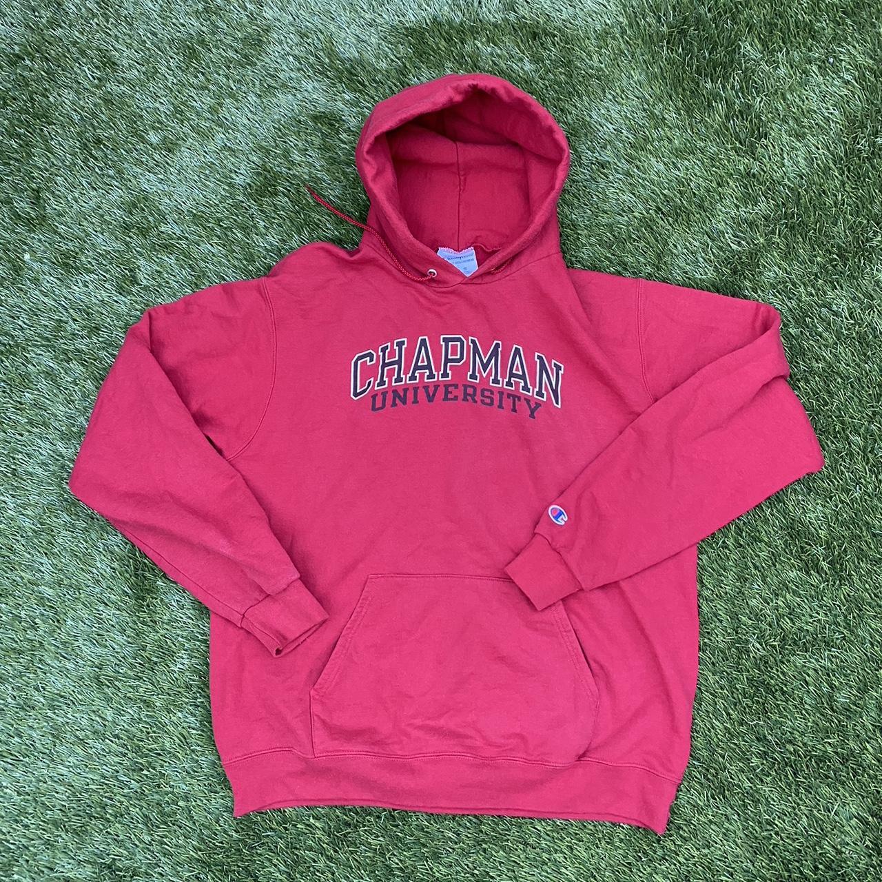 Vintage Champion Hoodie: Chapman University Red... - Depop