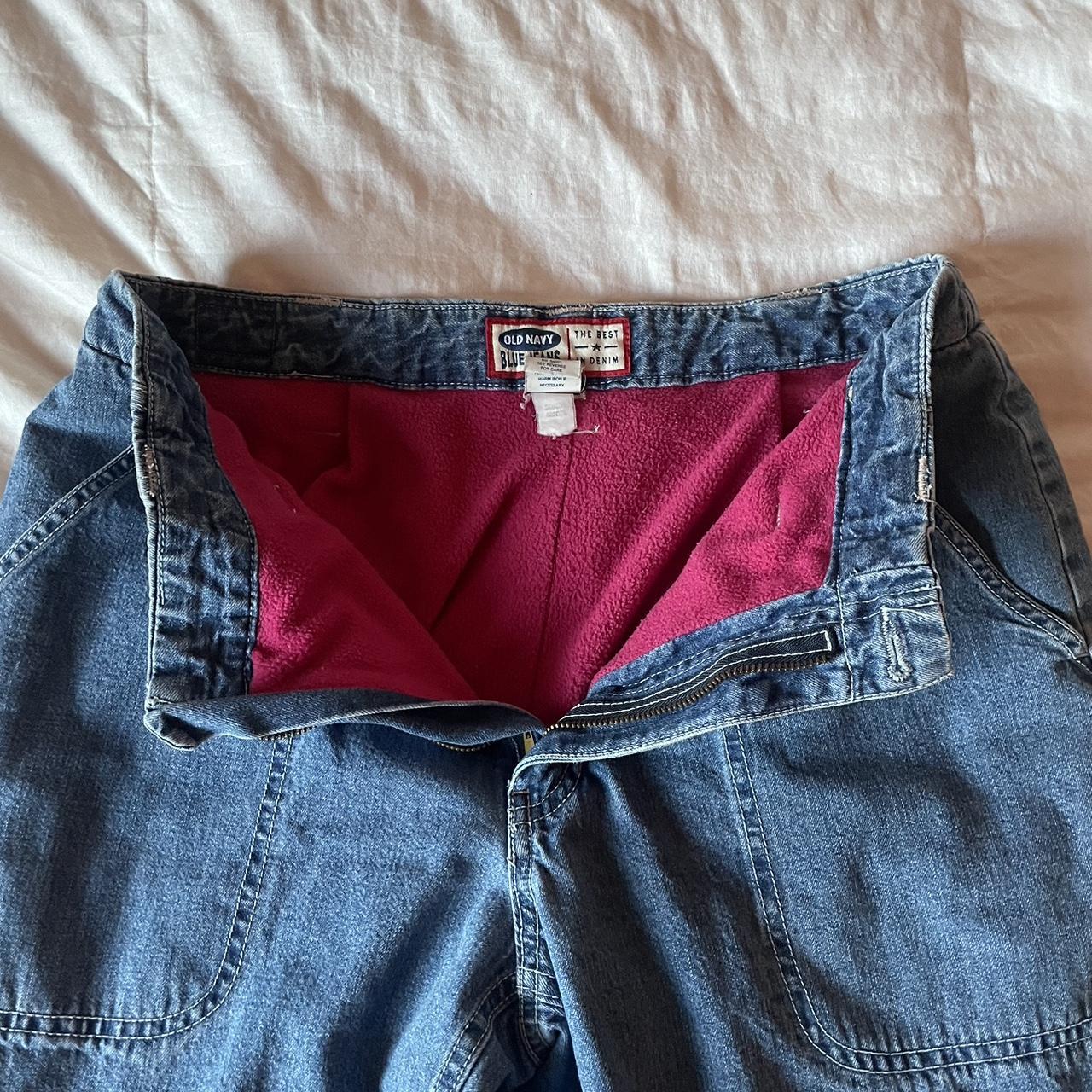 Old Navy Blue Jeans w/ pink fleece lining! :D -... - Depop